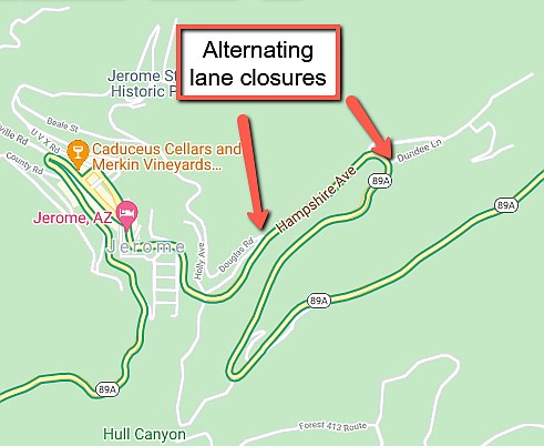 ADOT: Daytime lane closures on 89A in Jerome set for Oct. 19-26 | The ...